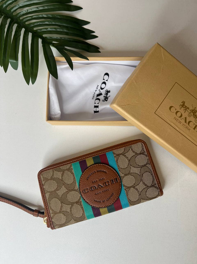 Dempsey Large Phone Wallet In Signature Jacquard With Stripe And Coach